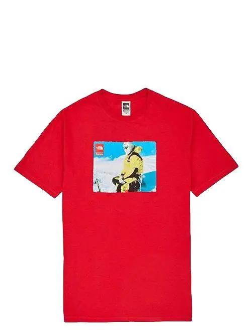Supreme Fw18 X The North Face Photo Tee Crossover Printing Short Sleeve - Red