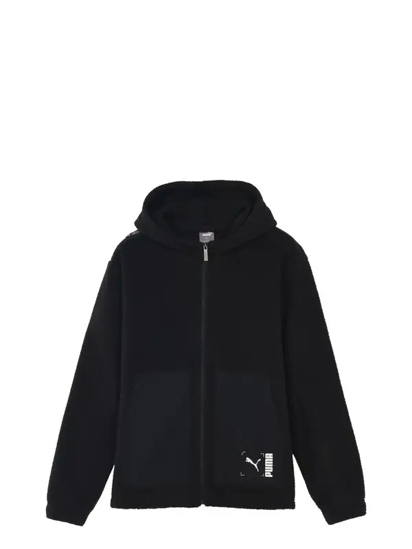 PUMA Lambswool Zip-up Hooded Jacket - Black