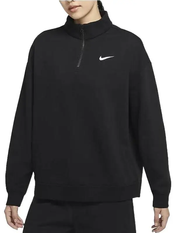 Nike Essential Swoosh Quarter-zip Top - Black/white