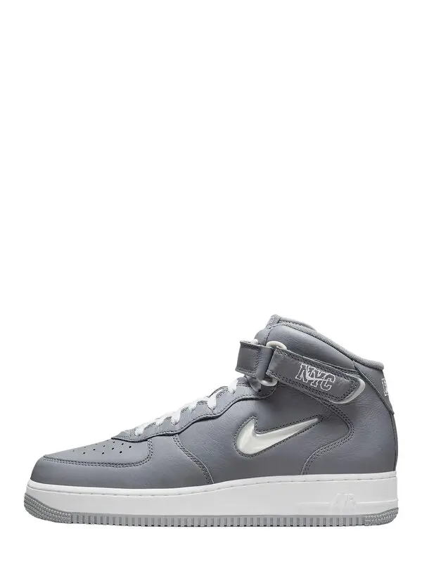 Nike Force 1 Mid Jewel Qs Nyc 'cool Grey - Cool Grey/white/metallic Silver