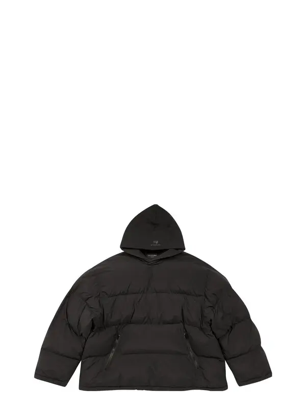 Balenciaga Sporty B Hooded Puffer Jacket - Black