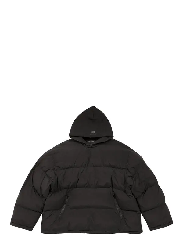 Balenciaga Sporty B Hooded Puffer Jacket - Black