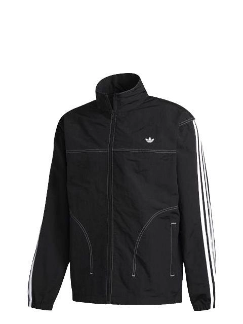 Adidas Originals Embroidered Logo Stand Collar Sports Jacket - Black