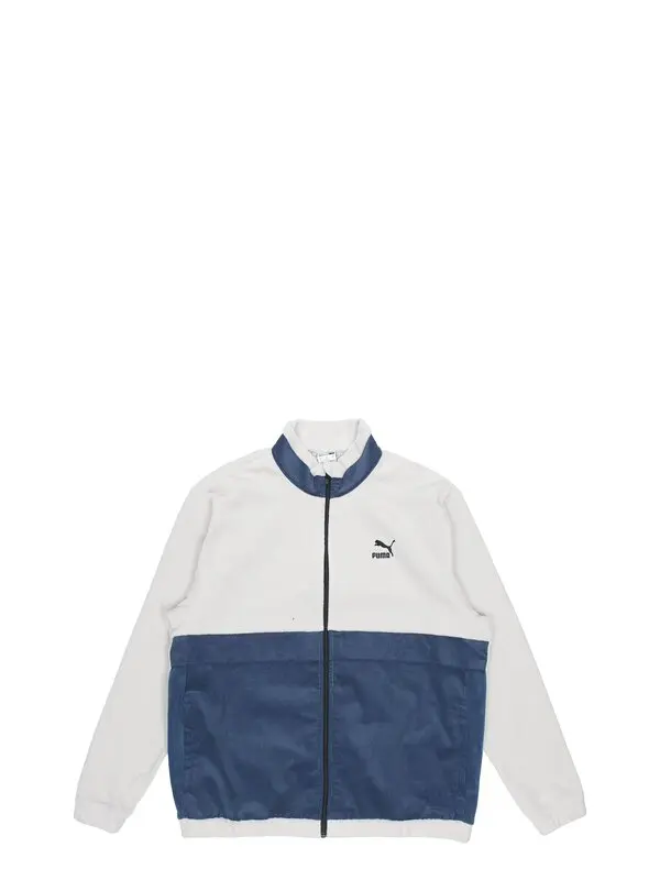 PUMA Retro Polar Fleece Splicing Stand Collar Logo Jacket - Grey