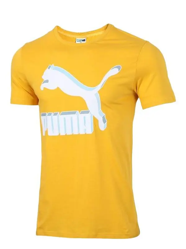 PUMA Classics Logo Logo Sports Short Sleeve Tee - Yellow