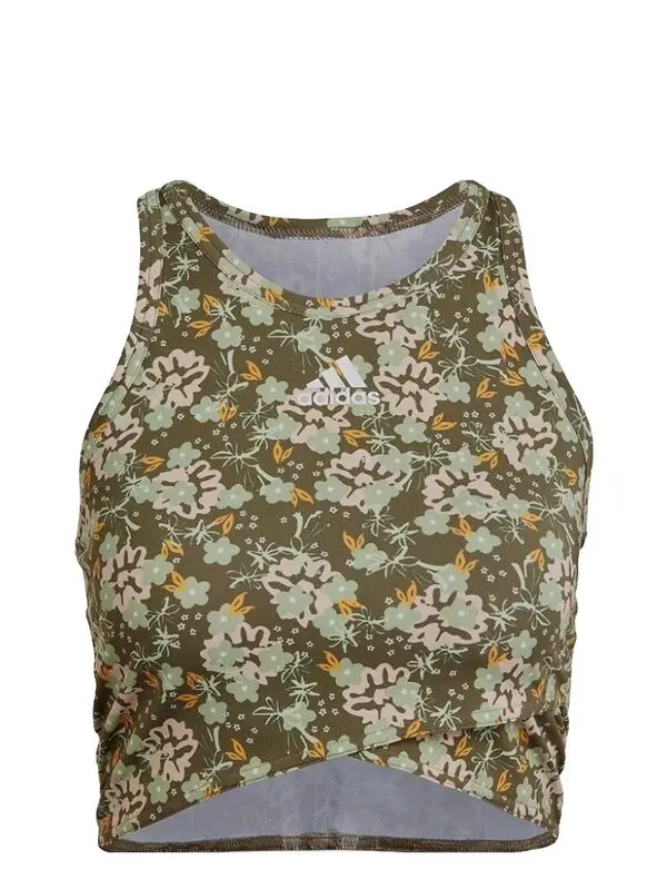 Adidas Grow Positivity Cropped Flowers Training Tank Top - Green