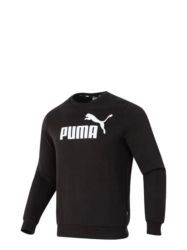 PUMA Letter Print Fleece Pullover Sweatshirt - Black/white