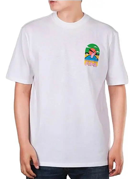 PUMA Printing Round Neck Short Sleeve - White