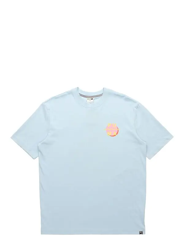 PUMA Downtown Graphic Printed Short Sleeve Tee Blue - Sky Blue