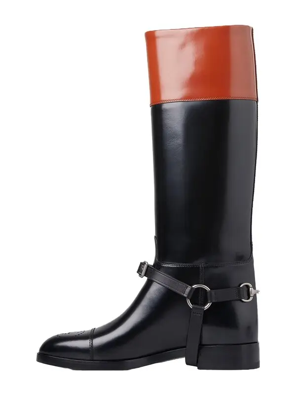 Gucci Knee-high Boot With Harness Detail - Black/brown