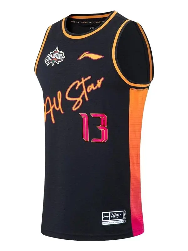 LI-NING Cba All Star Basketball Jersey Guo Ailun Black - Black/pink/orange