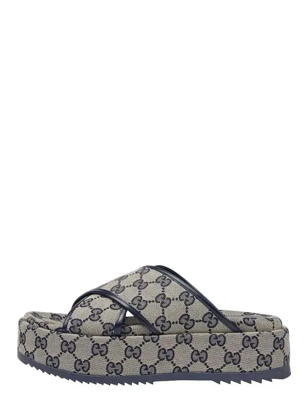 Gucci Gg Platform Slide Sandal - Beige/blue