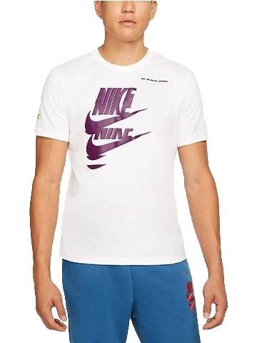 Nike Chest Creative Printing Short Sleeve White T-shirt - Default Color