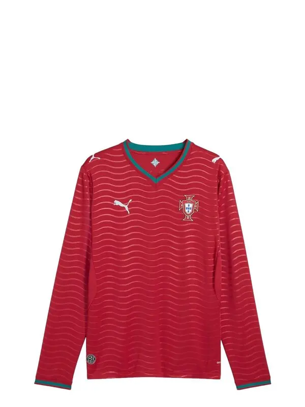 PUMA Portugal 2026 Home Long Sleeve Soccer Jersey - Club Red/green Lagoon
