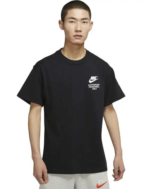 Nike Alphabet Logo Printing Round Neck Short Sleeve Black - Multi-color