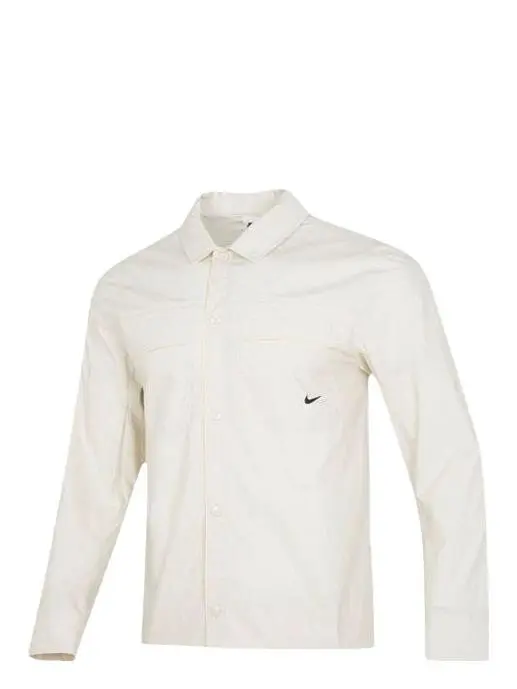 Nike Solid Color Woven Long Sleeves Autumn White Shirt - Default Color