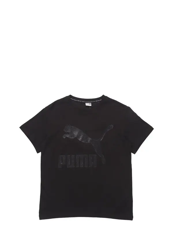 PUMA Classic Logo Round Neck Short Sleeve T-shirt - Black