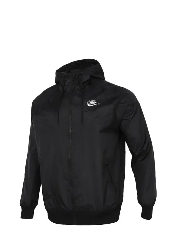 Nike Embroidered Logo Sports Woven Hooded Jacket - Black