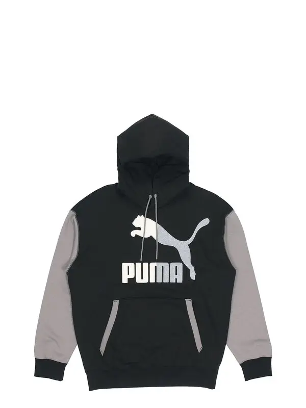 PUMA Colorblock Hooded Sports Sweatshirt - Black