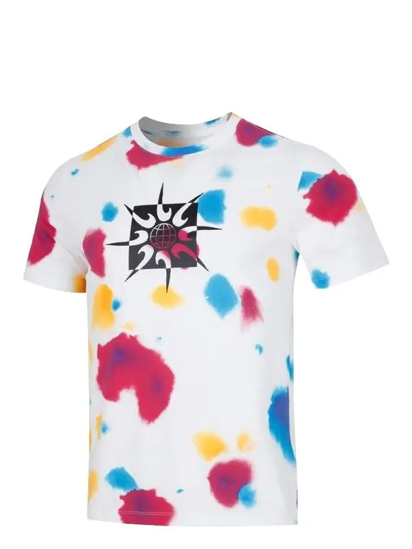 Nike Tie Dye Geometry Pattern Casual Round Neck Short Sleeve White T-shirt - Multi-color