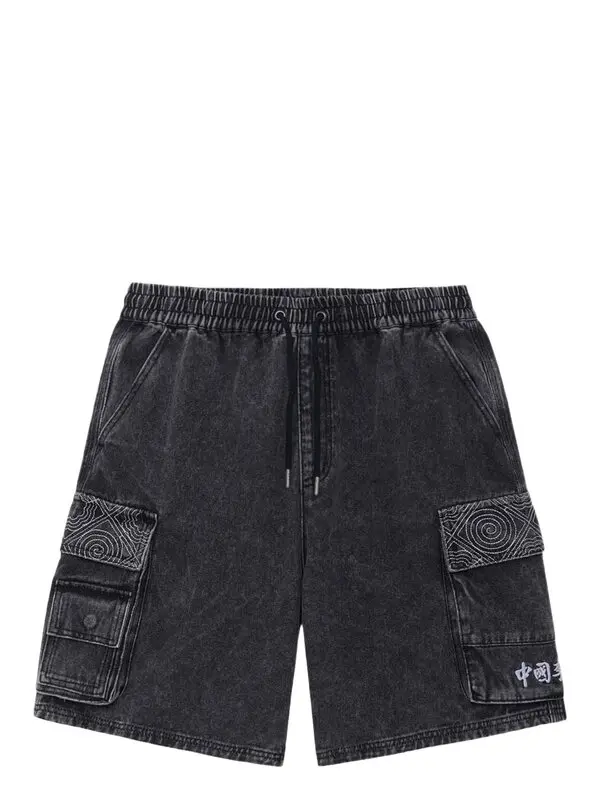 LI-NING Cargo Denim Shorts - Washed Black