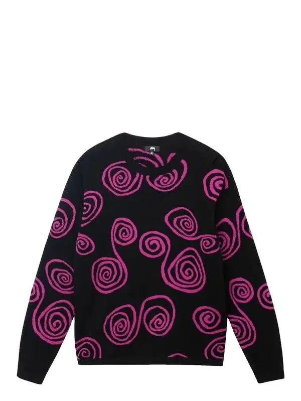 StÜssy Spiral Knit Sweater - Black/purple