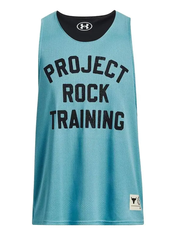 Under Armour Project Rock Reversible Mesh Tank - Blue Teal/black