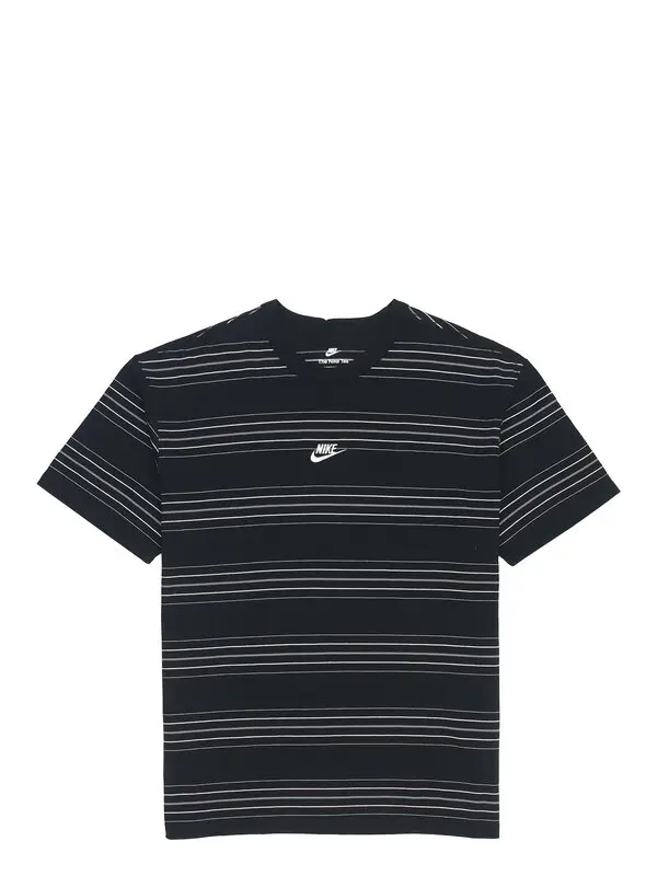 Nike Brand Logo Stripe Round Neck Short Sleeve Black T-shirt - Multi-color