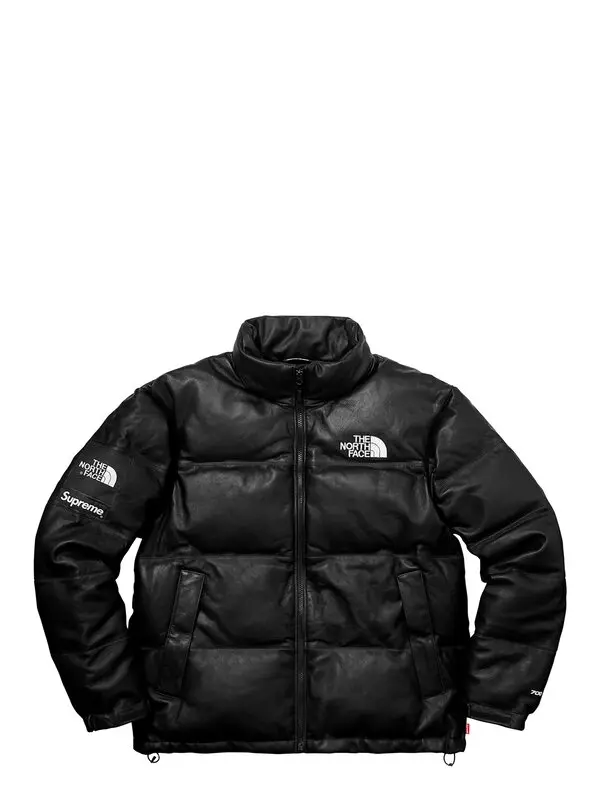 Supreme Fw17 X The North Face Leather Nuptse Jacket - Black