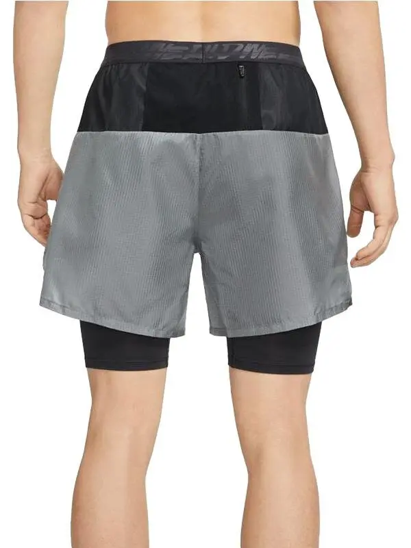 Nike Dri-fit Wild 2-in-1 Running Sports Shorts - Silver
