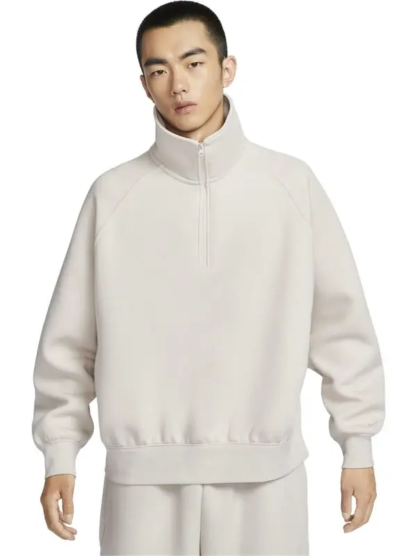 Nike Tech Futura Half Zip Sweatshirt - Beige