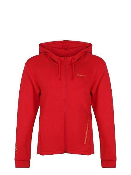 Adidas Neo Floral Print Zip-up Hooded Jacket - Red