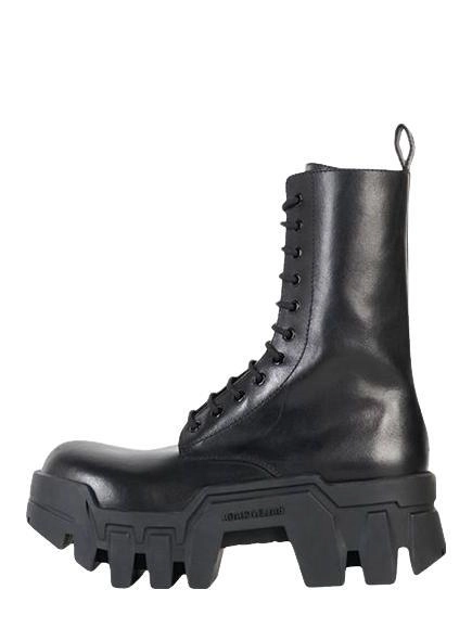 Balenciaga Bulldozer Lace Up Boot Vegetal Calfskin - Black