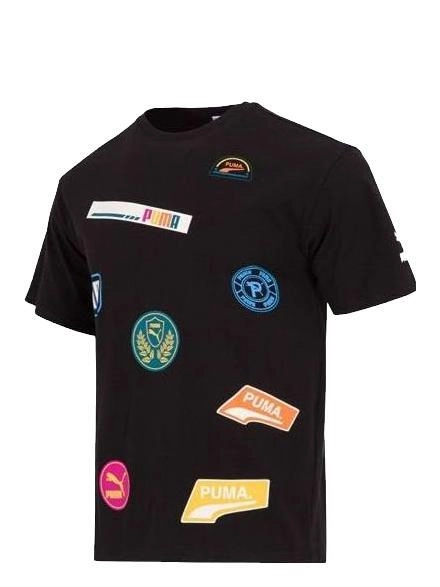 PUMA Mix Badge Logo Tee 'black - Black/blue/red