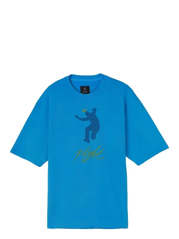 JORDAN X Union Crossover Ss22 Solid Color Character Alphabet Printing Round Neck Short Sleeve Asia Edition Blue - Default Color