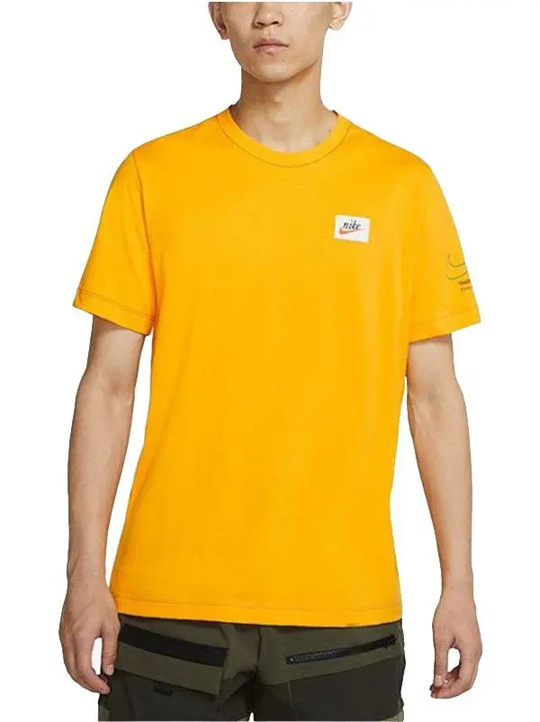 Nike Nsw Tee Swoosh 50 Lbr Casual Sports Breathable Printing Short Sleeve Gold Color T-shirt - Default Color
