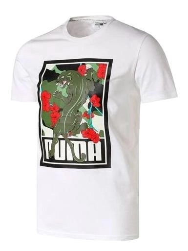 PUMA Sakura Pack Graphic Crew T-shirt 'white Black Red - White/black/red