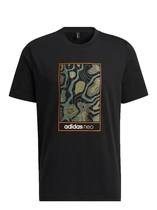 Adidas Neo Cg T2 Camouflage Pattern Printing Sports Short Sleeve - Black