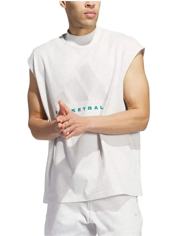 Adidas Sleeveless T-shirt - Light Grey/green