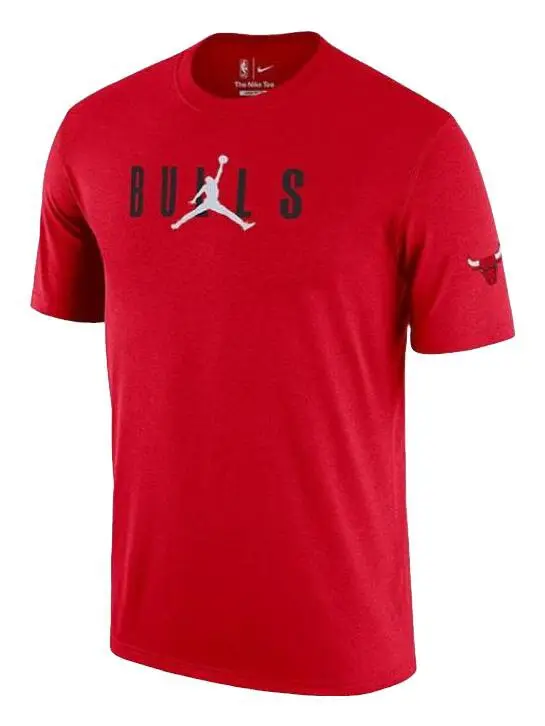 Nike Jordan Chicago Bulls Logo Alphabet Printing Pattern Sports Short Sleeve Red T-shirt - Default Color