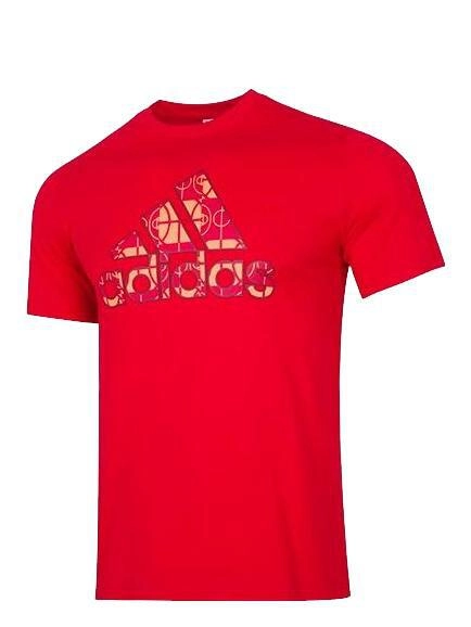Adidas Cny Large Logo Round Neck Pullover Basketball Sports Short Sleeve T-shirt - Red