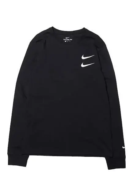 Nike Double Swoosh Crewneck Long Sleeve Tee - Black