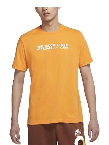 Nike Colorblock Logo Alphabet Pattern Printing Round Neck Casual Short Sleeve Orange T-shirt - Multi-color