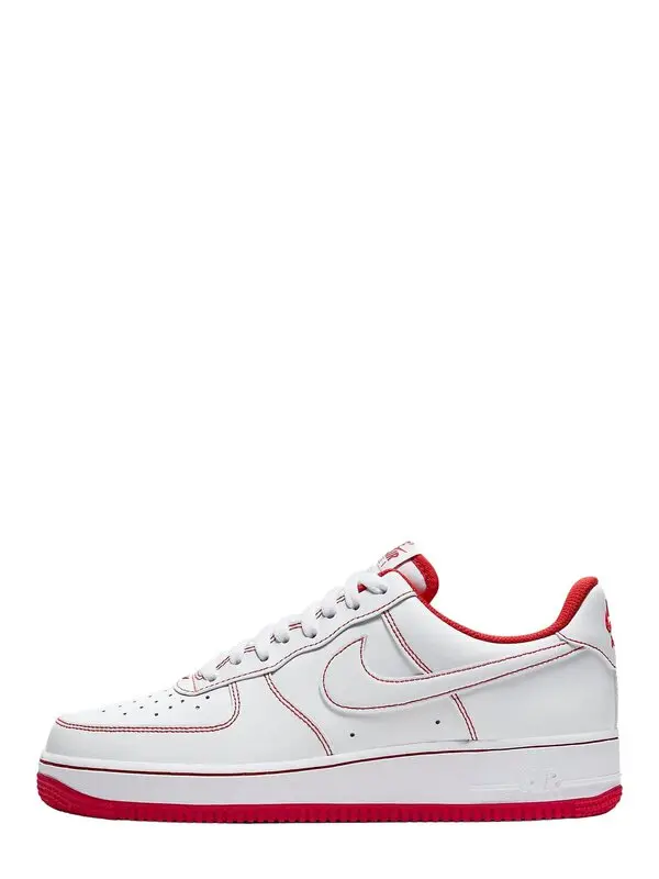 Nike Force 1 '07 "contrast Stitch" Low Top Sneakers - White/red