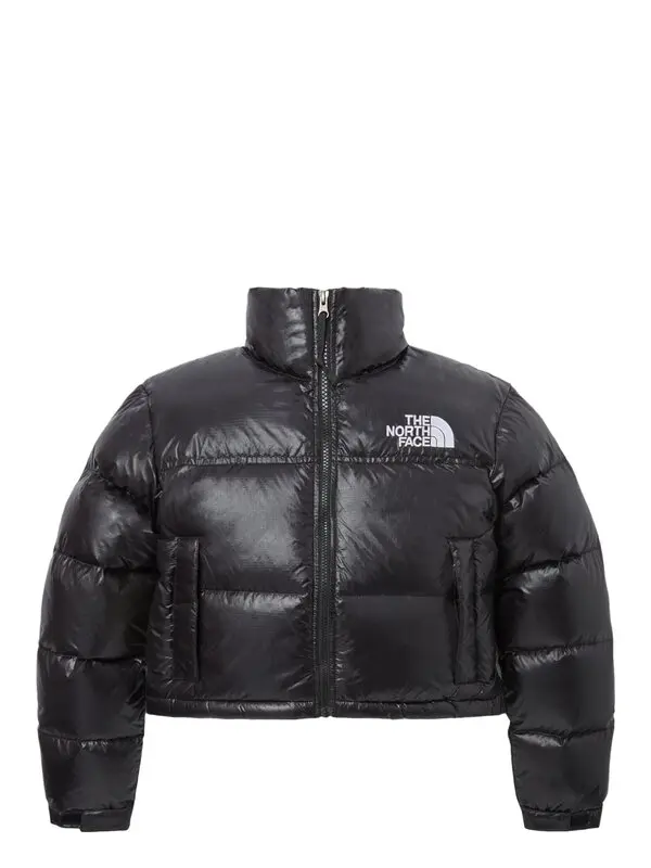 The North Face Cropped Puffer Jacket With Logo - Black