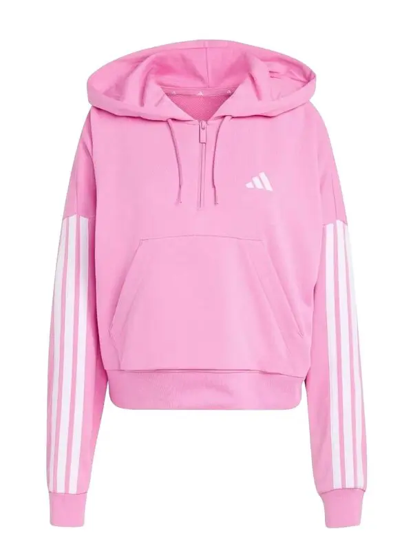 Adidas Essentials 3-stripes French Terry Quarter-zip Hoodie - St Tropic Bloom/white