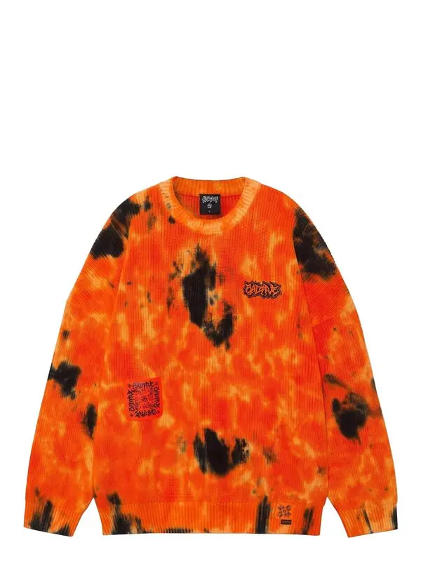 LI-NING Badfive Tie Dye Graphic Knit Sweater - Orange/black