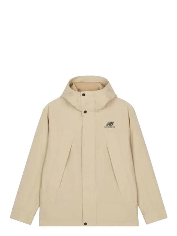 NEW BALANCE Logo Print Windproof Jacket - Beige/black