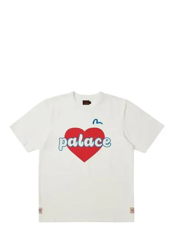 PALACE X Evisu Heart T-shirt 'white - White/red