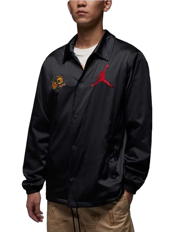 JORDAN Embroidered Coach Jacket - Black
